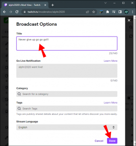 How To Change the Stream Title on Twitch