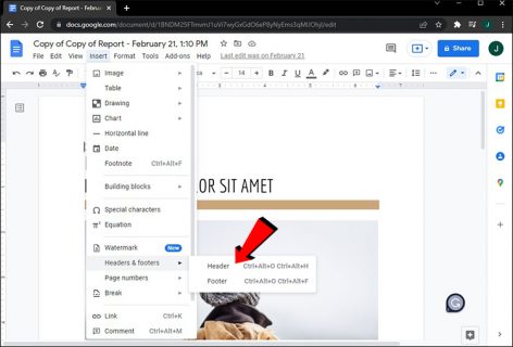 How to Create Different Headers for Different Pages in Google Docs
