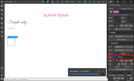 How to Change the Link Color in WebFlow