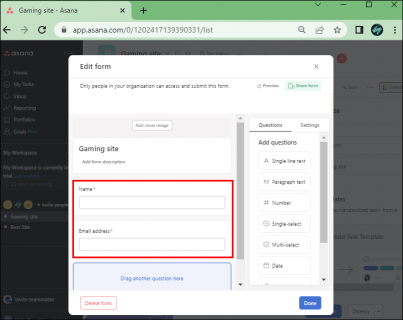 How to Create a Form in Asana
