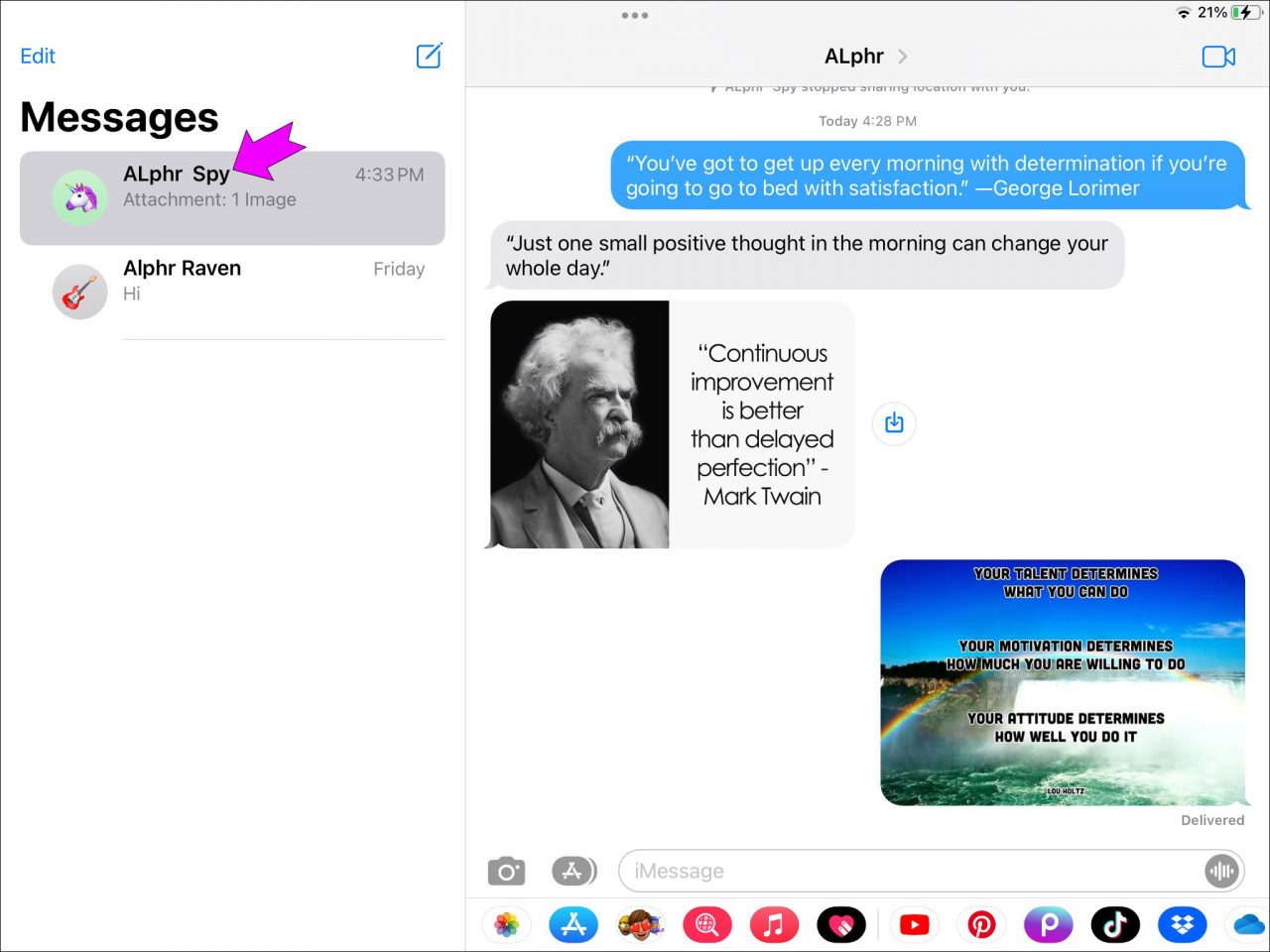 Why Is One Contact at the Top in iMessage?