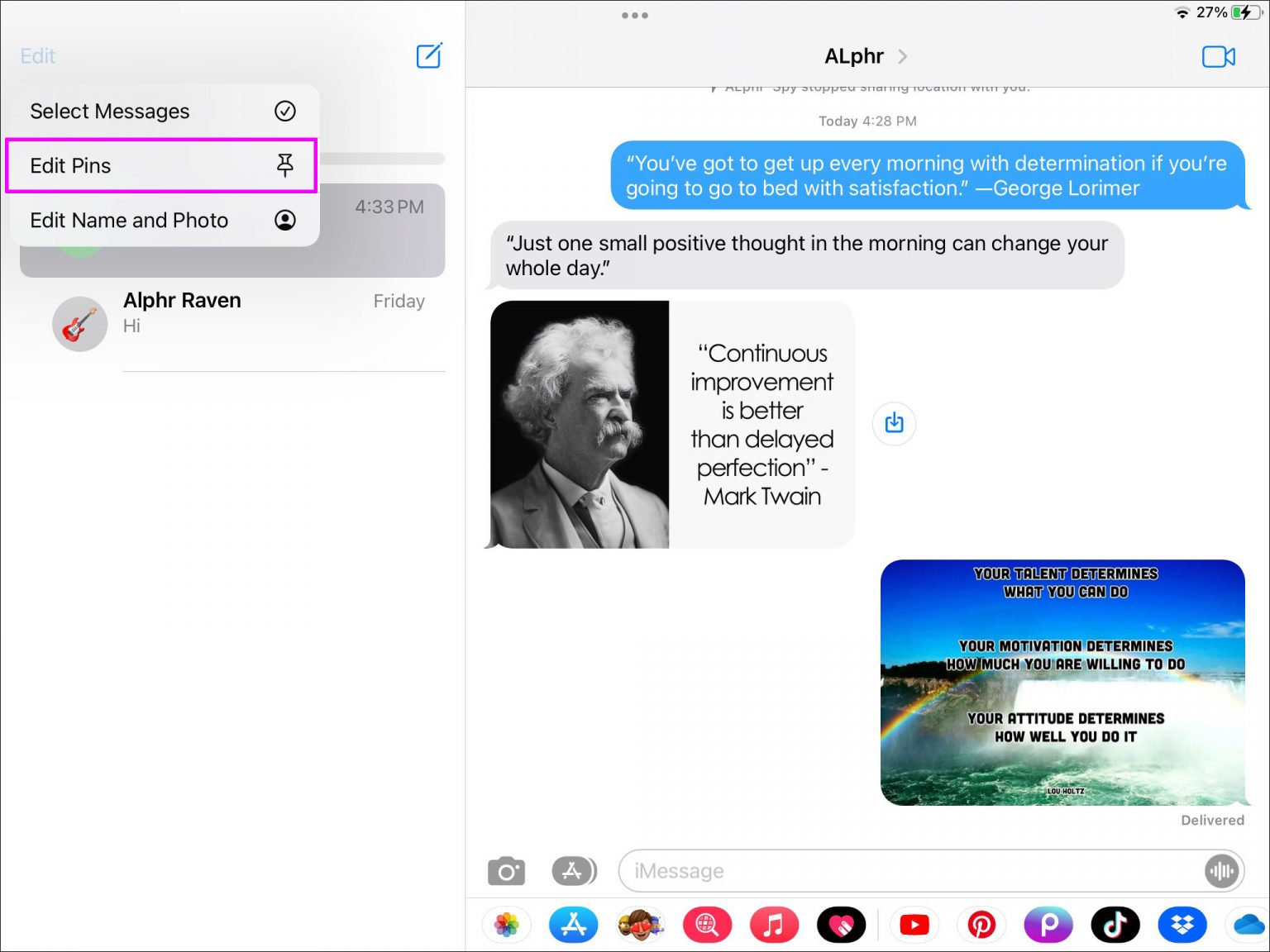 Why Is One Contact at the Top in iMessage?