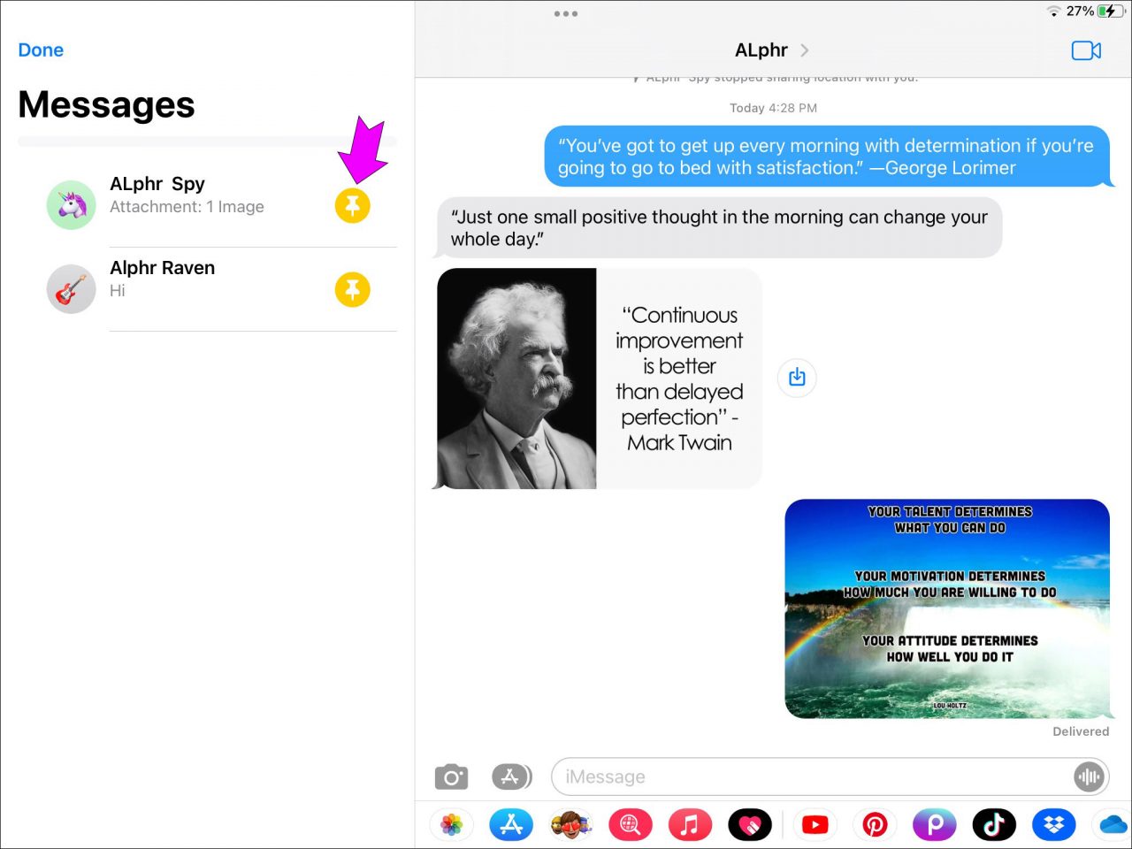 Why Is One Contact at the Top in iMessage?