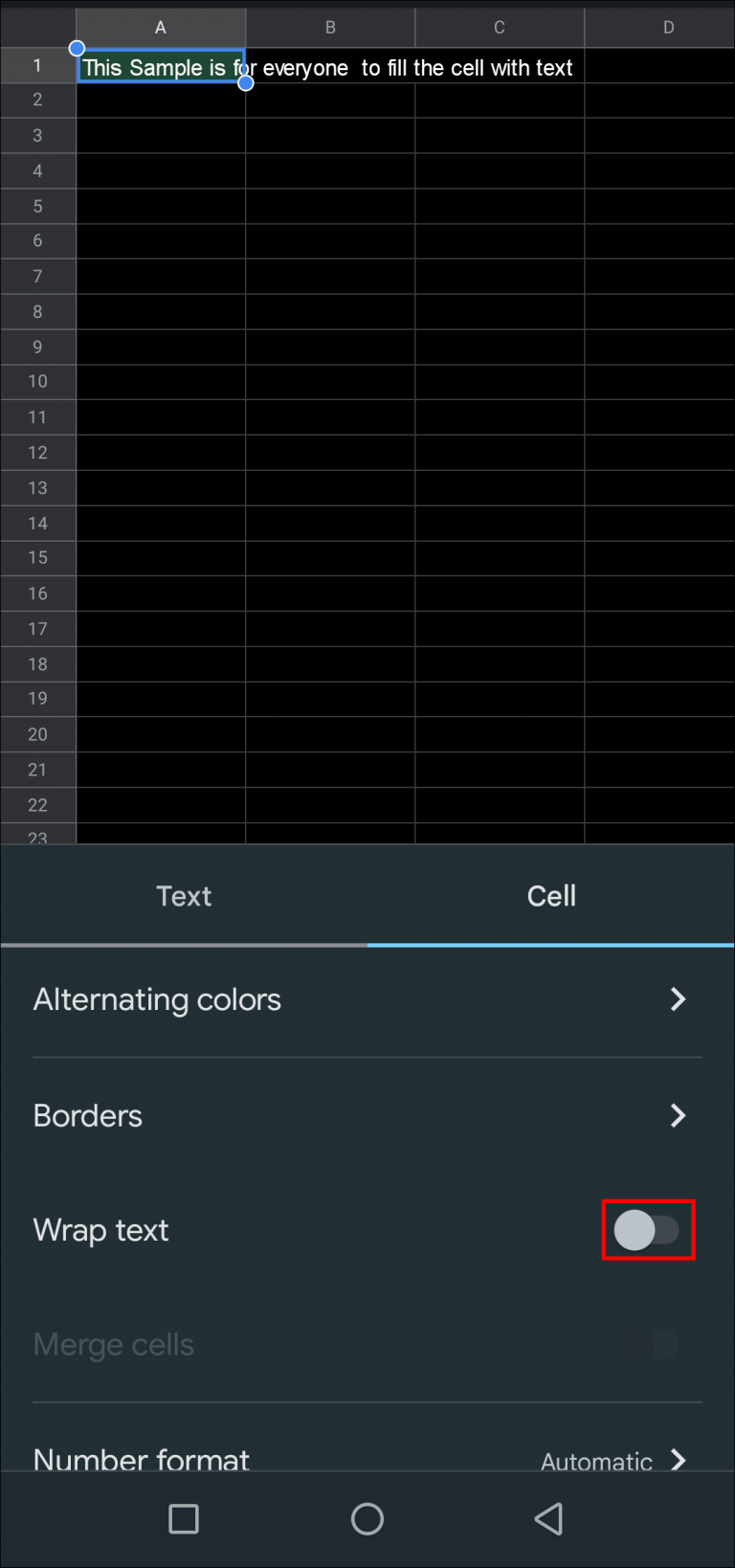 How To Make Text Fill a Cell in Google Sheets