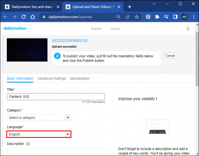 How To Upload a Video to Dailymotion