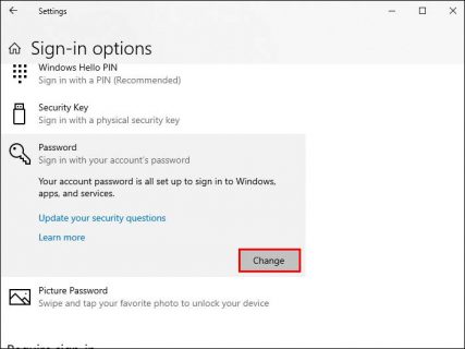 Windows 10: How to Change the Password