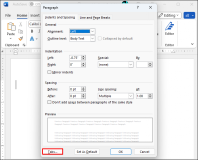 How to Right Align Part of a Line in Word