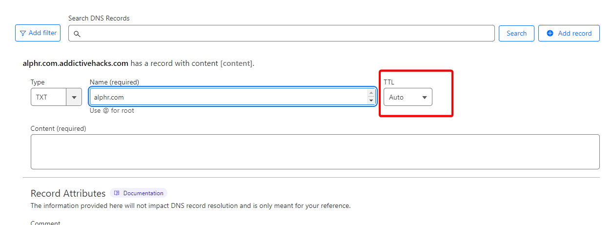 Cloudflare: How to Add TXT Record