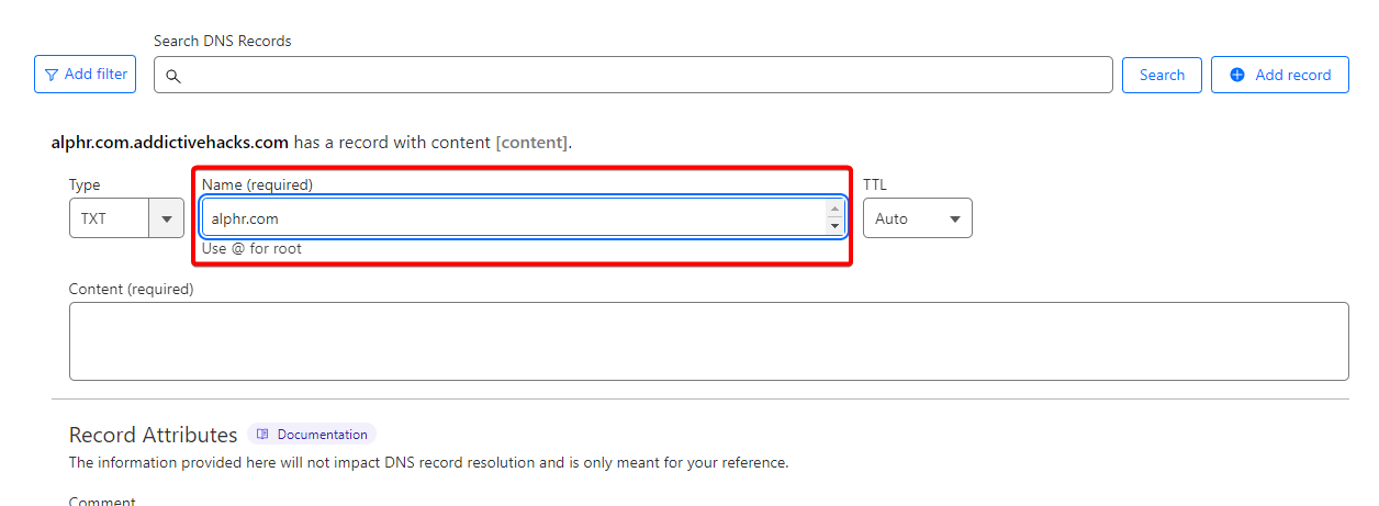 Cloudflare: How to Add TXT Record