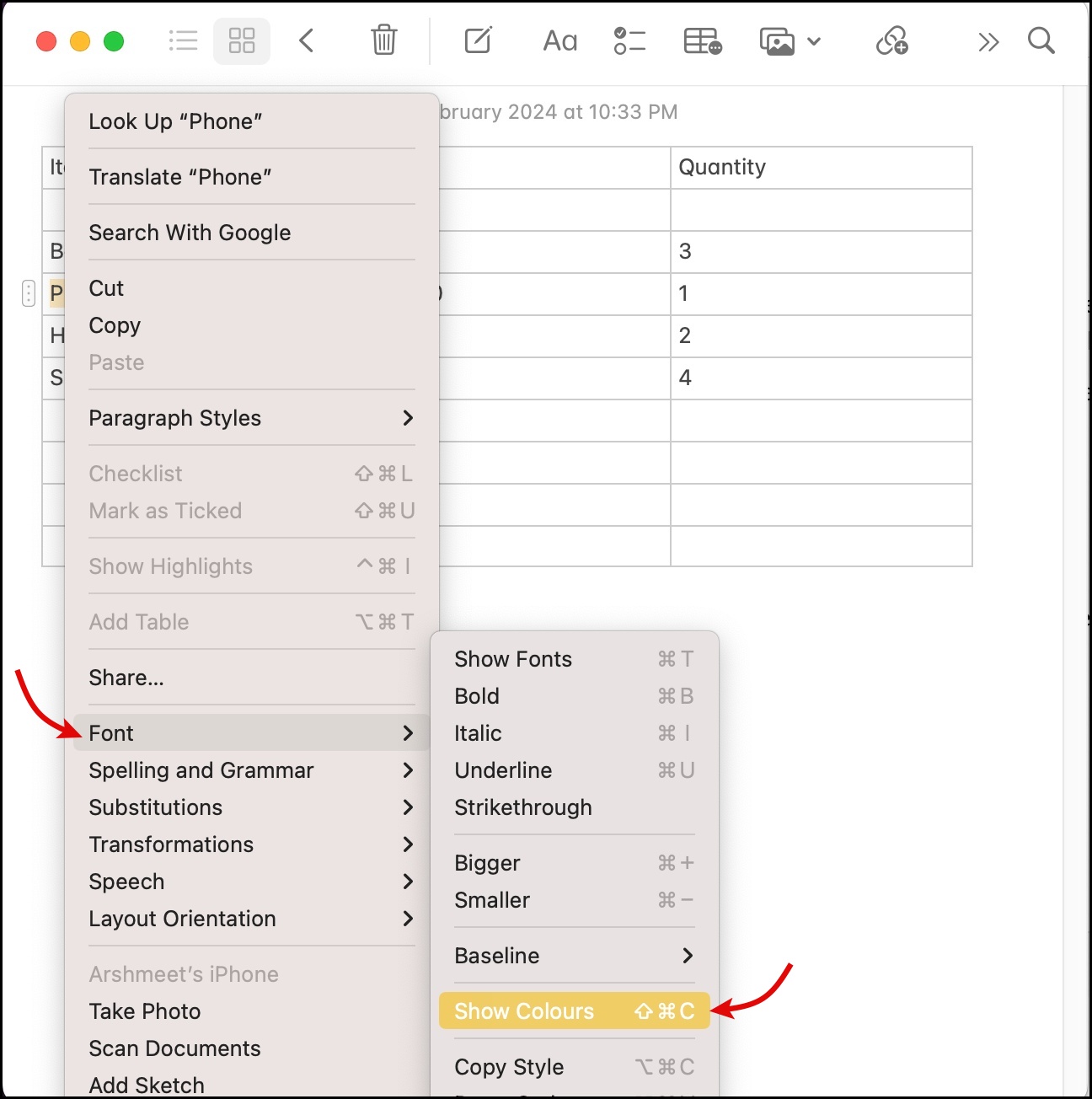 Apple Notes: How to Resize Table Columns or Rows