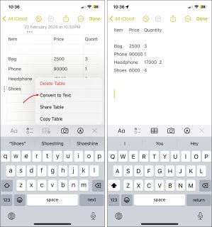 Apple Notes: How to Resize Table Columns or Rows