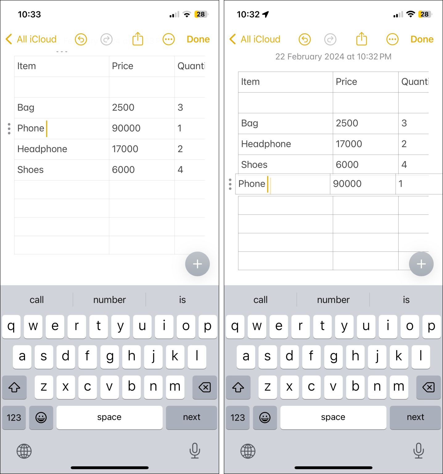Apple Notes How To Resize Table Columns Or Rows