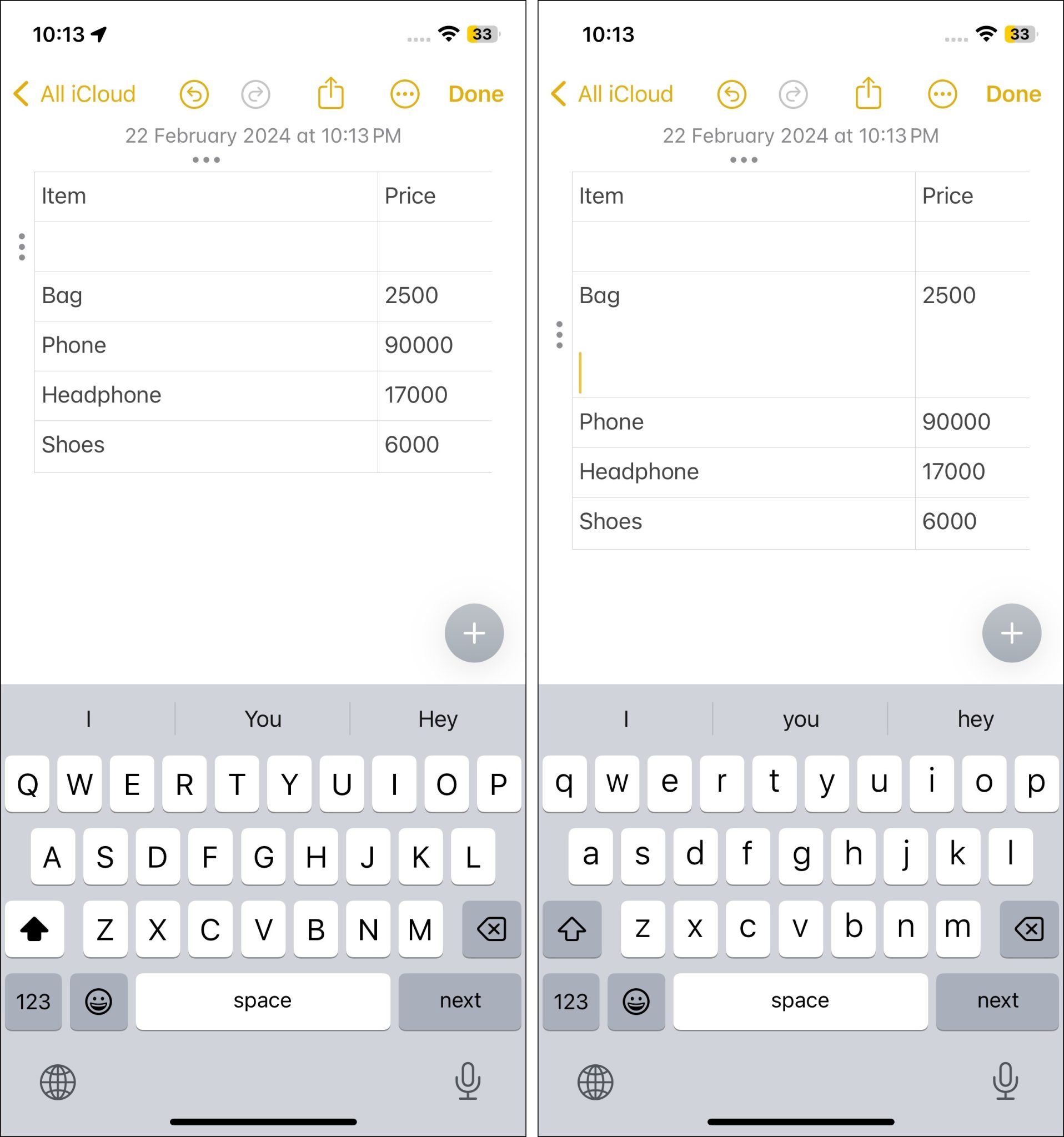 Apple Notes: How to Resize Table Columns or Rows