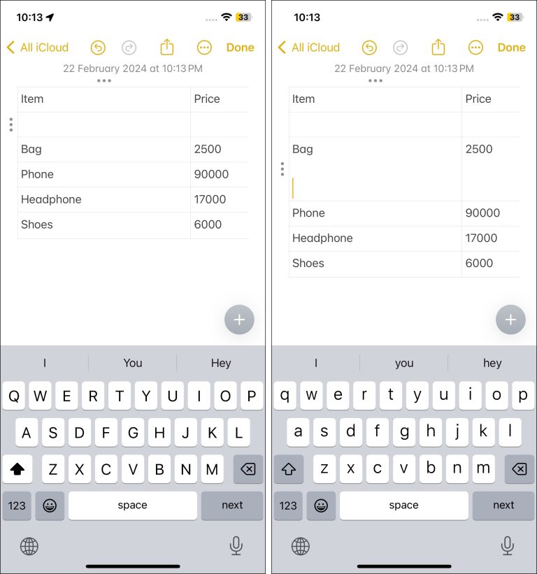 Apple Notes: How to Resize Table Columns or Rows