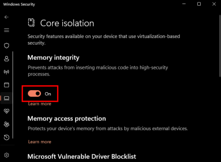 How To Fix Memory Integrity Is Disabled