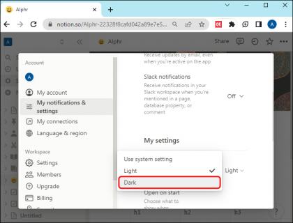 How To Enable Dark Mode in Notion