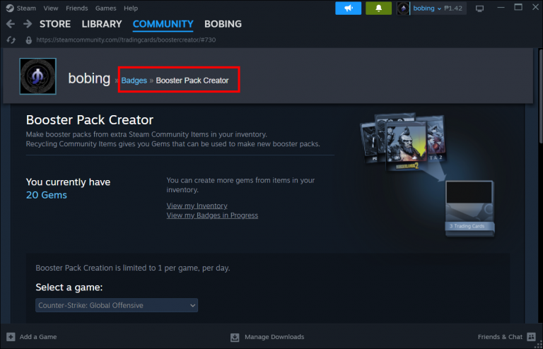 How to Get Booster Packs in Steam