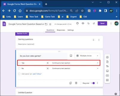 How To Change the Next Question Based on an Answer in Google Forms