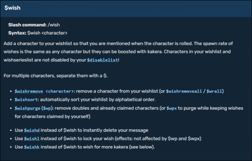 Mudae Wish Commands