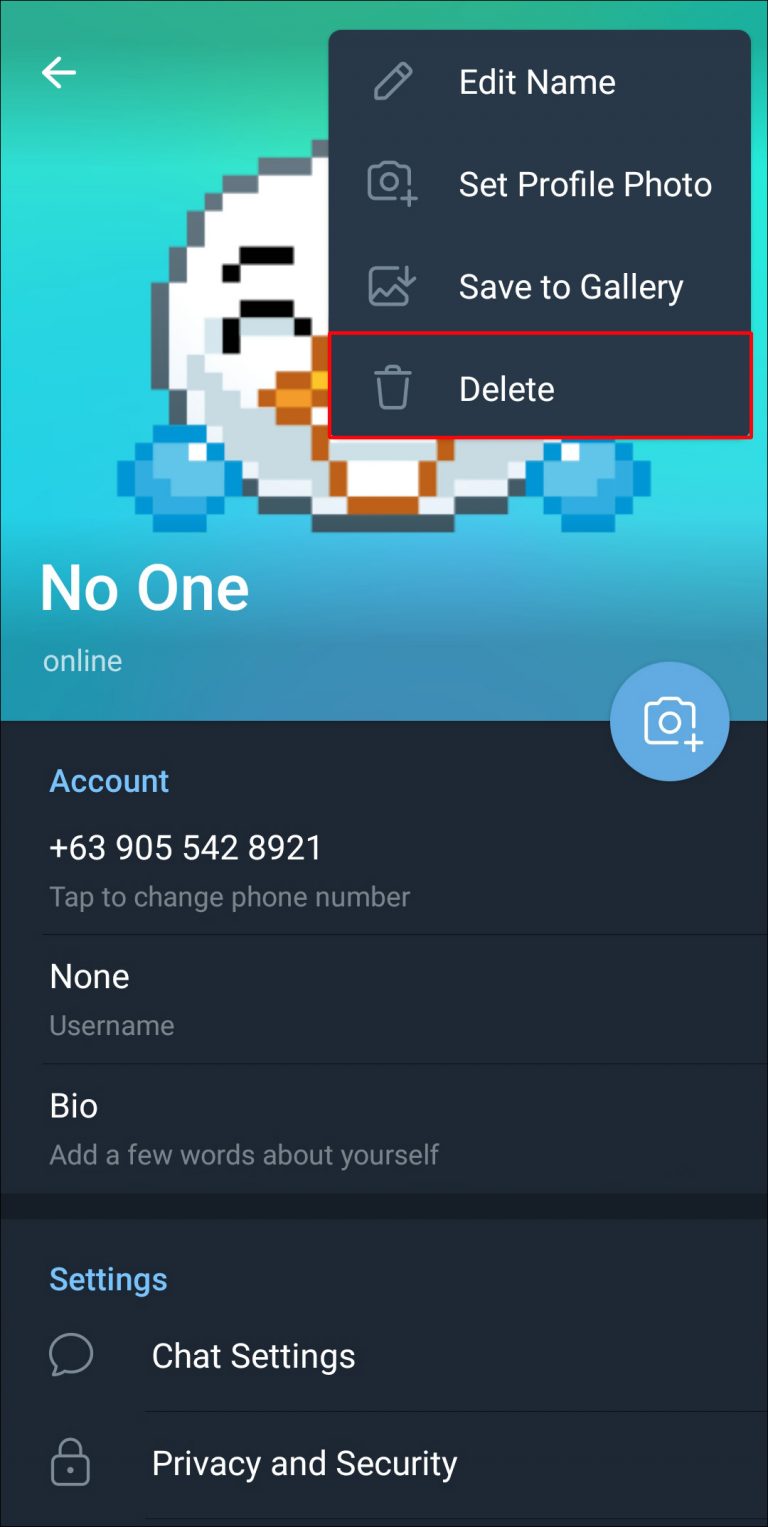 How to Delete Profile Pictures in Telegram