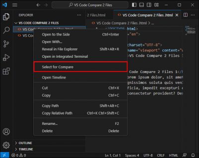How To Compare 2 Files in VS Code