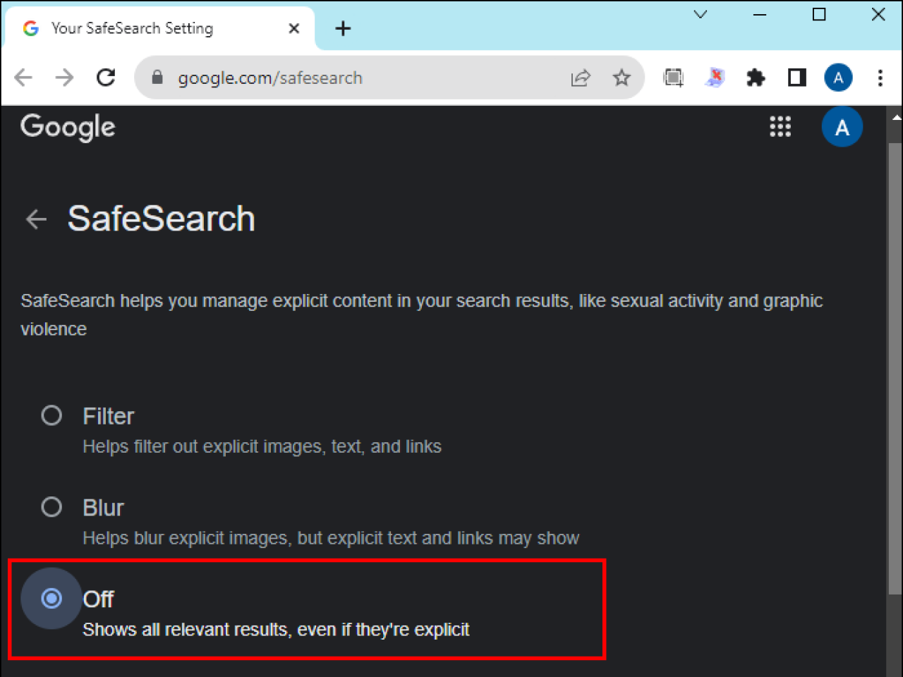 How to Turn Off SafeSearch