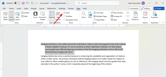 How to Create a Hanging Indent in Word